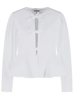 GANNI Cotton Blouse - White