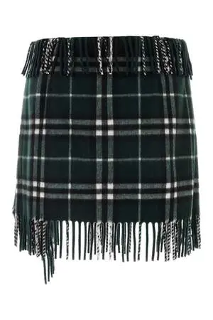 Burberry Embroidered Wool Blend Mini Skirt