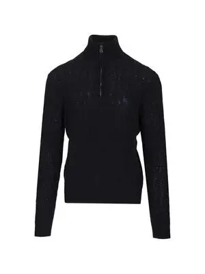 Etro Cashmere Quarter Zip Turtleneck Sweater - Blue