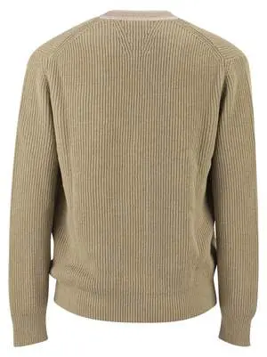 BOSS Ribbed Cotton Cardigan With Contrast Buttons
