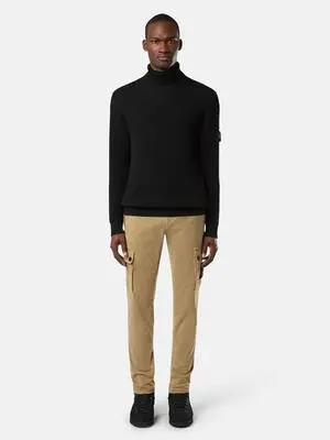 Stone Island Ribbed Wool Turtleneck Pullover - Black