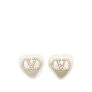 Valentino Garavani Crystal Embellished Heart Earrings - Gold