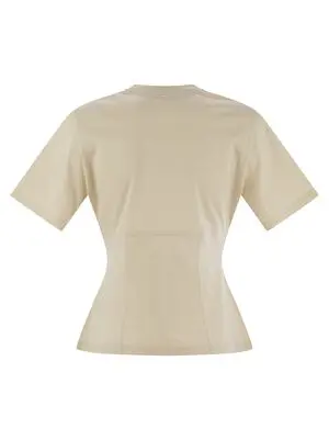 Moncler Cotton T-shirt With Handmade Beads - Cream