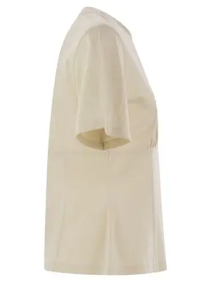 Moncler Cotton T-shirt With Handmade Beads - Cream