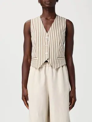 Max Mara Striped Cotton And Silk Tailored Vest - Cream