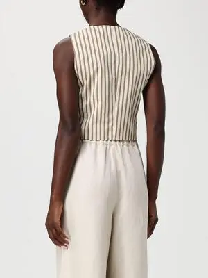 Max Mara Striped Cotton And Silk Tailored Vest - Cream