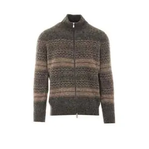 Brunello Cucinelli Nordic Jacquard High Neck Caridgan - Brown