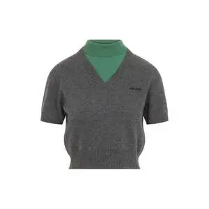 Miu Miu Layered Knit Sweater - Gray