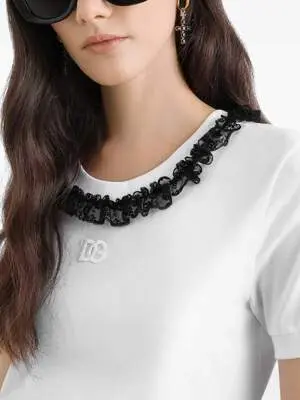 Dolce & Gabbana Ruffled Lace-trim T-shirt