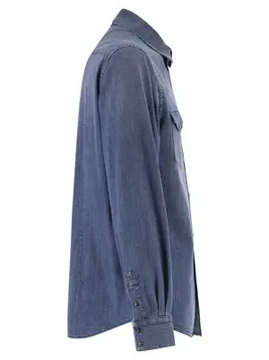 Peserico Lightweight Cotton Denim Shirt With Patch Pockets