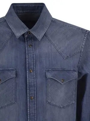 Peserico Lightweight Cotton Denim Shirt With Patch Pockets