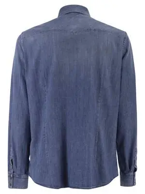 Peserico Lightweight Cotton Denim Shirt With Patch Pockets - Multicolor