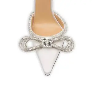 Mach & Mach Pointed Toe Pumps With Bow Detail - White
