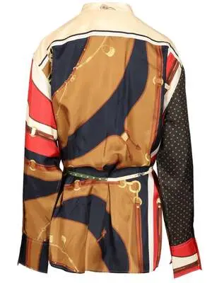 Celine Loose-fitting Shirt In Printed Silk Twill