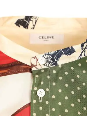 Celine Loose-fitting Shirt In Printed Silk Twill
