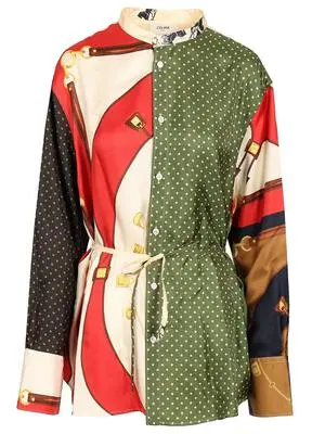Celine Loose-fitting Shirt In Printed Silk Twill - Multicolor