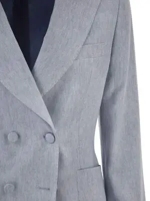 Tagliatore Double-breasted Linen And Cotton Stretch Blazer