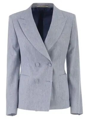 Tagliatore Linen Blend Blazer - Blue