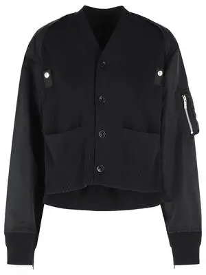 Sacai Cotton Blend Cardigan - Black