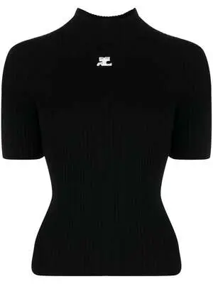 COURREGES Top With Print - Black