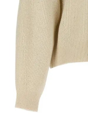 Brunello Cucinelli Cashmere Blend Sequin Appliqué Sweater - White