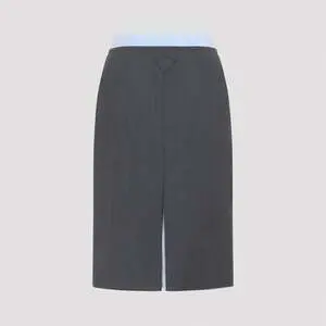 Prada Wool Midi Skirt - Blue