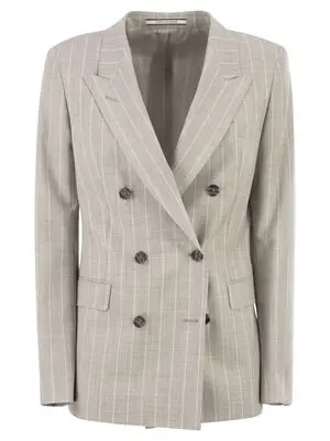 Tagliatore Double-breasted Pinstripe Blazer - Cream