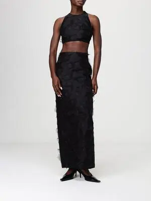 Max Mara Long Silk Jacquard Skirt - Black