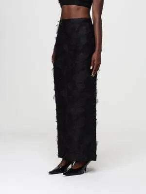 Max Mara Long Silk Jacquard Skirt - Black