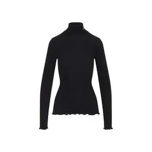 Prada Ribbed Knit Turtleneck Top - Black