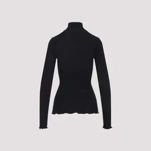 Prada Ribbed Knit Turtleneck Top - Black