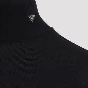 Prada Ribbed Knit Turtleneck Top - Black