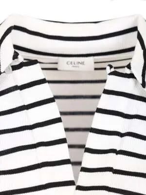 Celine Striped Silk Jersey Polo Shirt