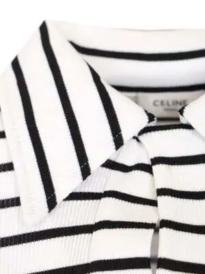 Celine Striped Silk Jersey Polo Shirt