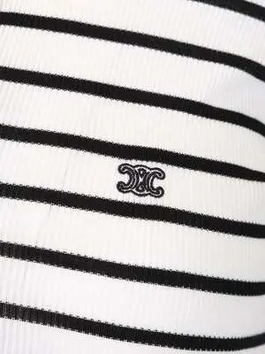 Celine Striped Silk Jersey Polo Shirt