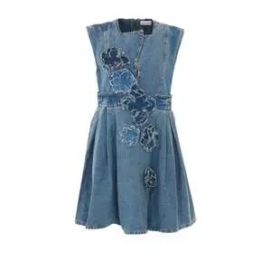 GANNI Flower Denim Dress - Blue