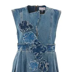 GANNI Flower Denim Dress