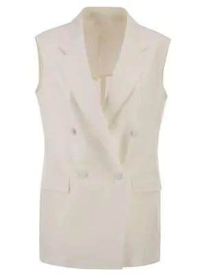 Tagliatore Double-breasted Linen Waistcoat - White