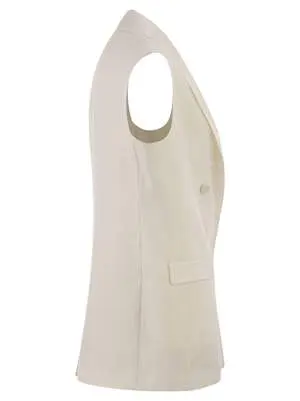 Tagliatore Double-breasted Linen Waistcoat - White
