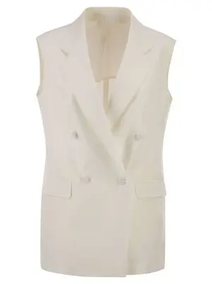 Tagliatore Linen Waistcoat - White