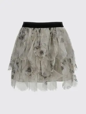 Max Mara Floral Print Silk Mini Skirt - Gray