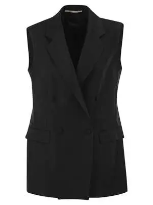 Tagliatore Double-breasted Linen Waistcoat - Black