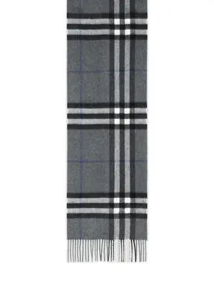 Burberry Mu Giant Check' Grey Cashmere Scarf - Gray