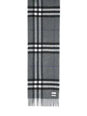 Burberry Mu Giant Check' Grey Cashmere Scarf