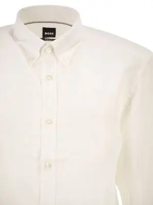 BOSS Pure Linen Regular Fit Shirt With Button-down Collar