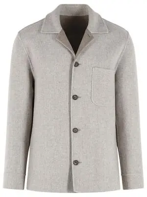 Eleventy And Beige Wool And Cashmere Overshirt - Green