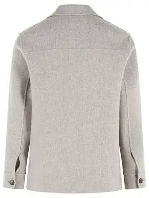 Eleventy And Beige Wool And Cashmere Overshirt - Green