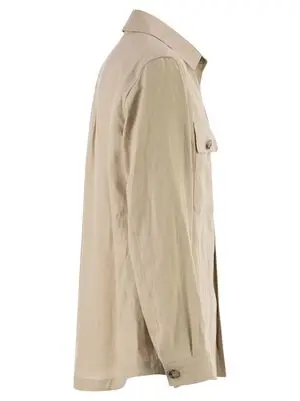 BOSS Linen Shirt Jacket With Patch Pockets