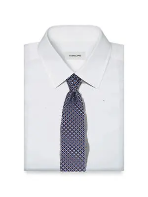 FERRAGAMO Gancini-print Silk Neck Ties - Blue