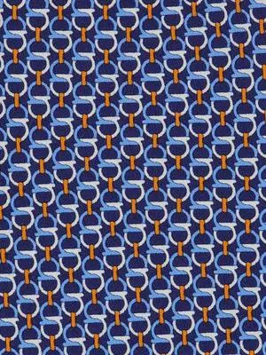 FERRAGAMO Gancini-print Silk Neck Ties - Blue